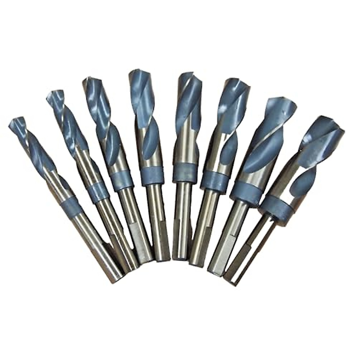 Hoteche 8PC HSS Cobalt Silver & Deming Drill Bits Set, Large Size 9/16" to 1", Reduced 1/2" Shank