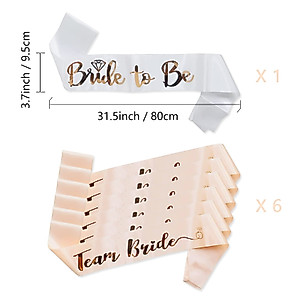 JVAENOUSN 8 Pcs Bride to be Sash Veil Set Bachelorette Party Decorations 1 Bachelorette Veil, 1 Bride Sash and 6 Team Bride Sashes