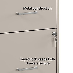 MyOfficeInnovations 2806662 2-Drawer Vertical Locking File Cabinet Letter-Size Putty/Beige 18D
