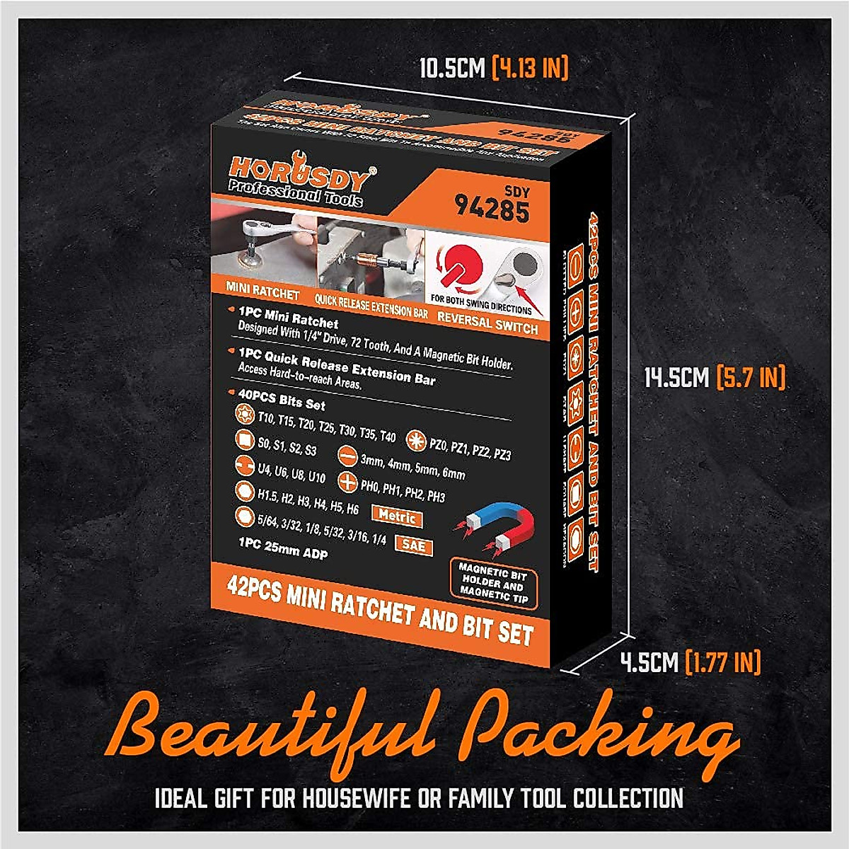 SEDY 42-Pieces Mini Ratchet Screwdriver and Bit Set, Waterproof Case 1/4-Inch Mini Ratchet Screwdriver and S2 Bits Kit with Extension Bit Holder, Pocket Size