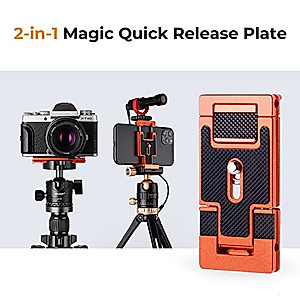 K&F Concept 62 inch DSLR Camera Tripod with Monopod + Aluminum Alloy Quick Release Plate for Camera and Cellphone Tripods K254A1+BH-28L 2-in-1 Quick Release Plate Kits (SA254M1)