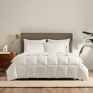 Serta Down Illusion Lightweight Hypoallergenic Down Alternative Comforter with Corner Loops, Full/Queen, White