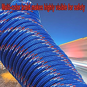 Wellmax Diamond Braid Nylon Rope, 1/2in X 50FT with Bonus 1/4in x 25FT Cord UV Resistant, High Strength and Weather Resistant