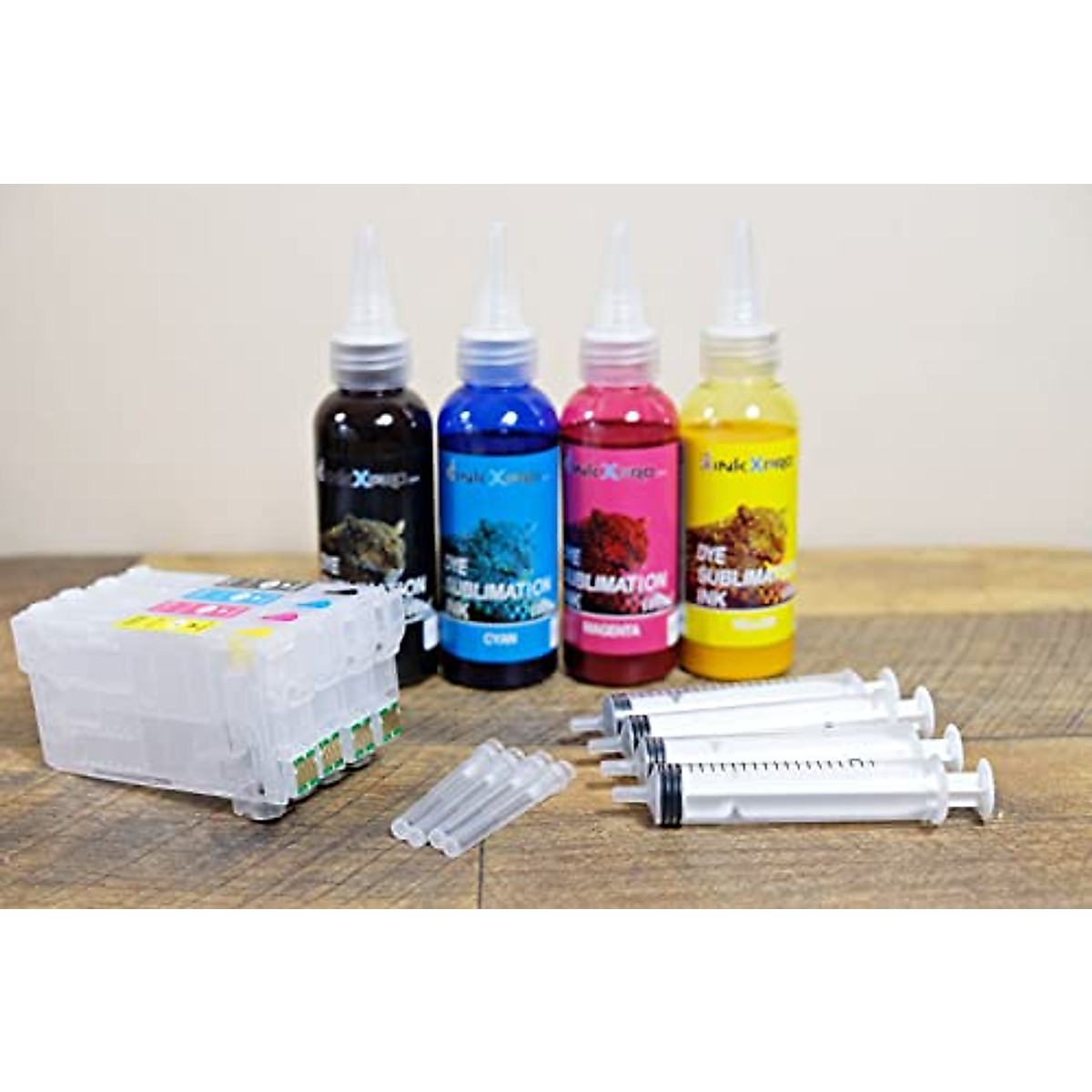 inkxpro Remanufactured 4X100ml Sublimation Ink Cartridge with one-time use chip for Epson 812XL T812XL Fit for Workforce Pro WF-7840 WF-7820 WF-7310 Printer for Sublimation Printing.