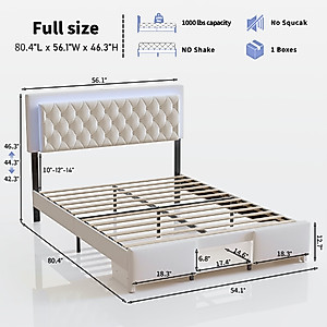 XEPAMU Bed Frame Full, Full Size Bed Frame with LED Lights Headboard and Charging Station, Full Size Bed Frame with Storage Cabinets, Sliding Barn Door/Noiseless/No Box Spring Needed/Metal Support