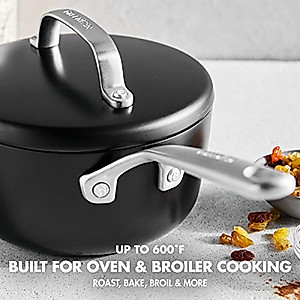 GreenPan GP5 Hard Anodized Advanced Healthy Ceramic Nonstick, 2QT Saucepan Pot with Insulated Lid, PFAS-Free, Induction, Dishwasher Safe, Oven & Broiler Safe, Black