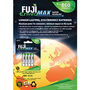 Fuji Enviromax 4400BP24 EnviroMax AAA Super Alkaline Batteries (24 Pack), White, One Size Fits All