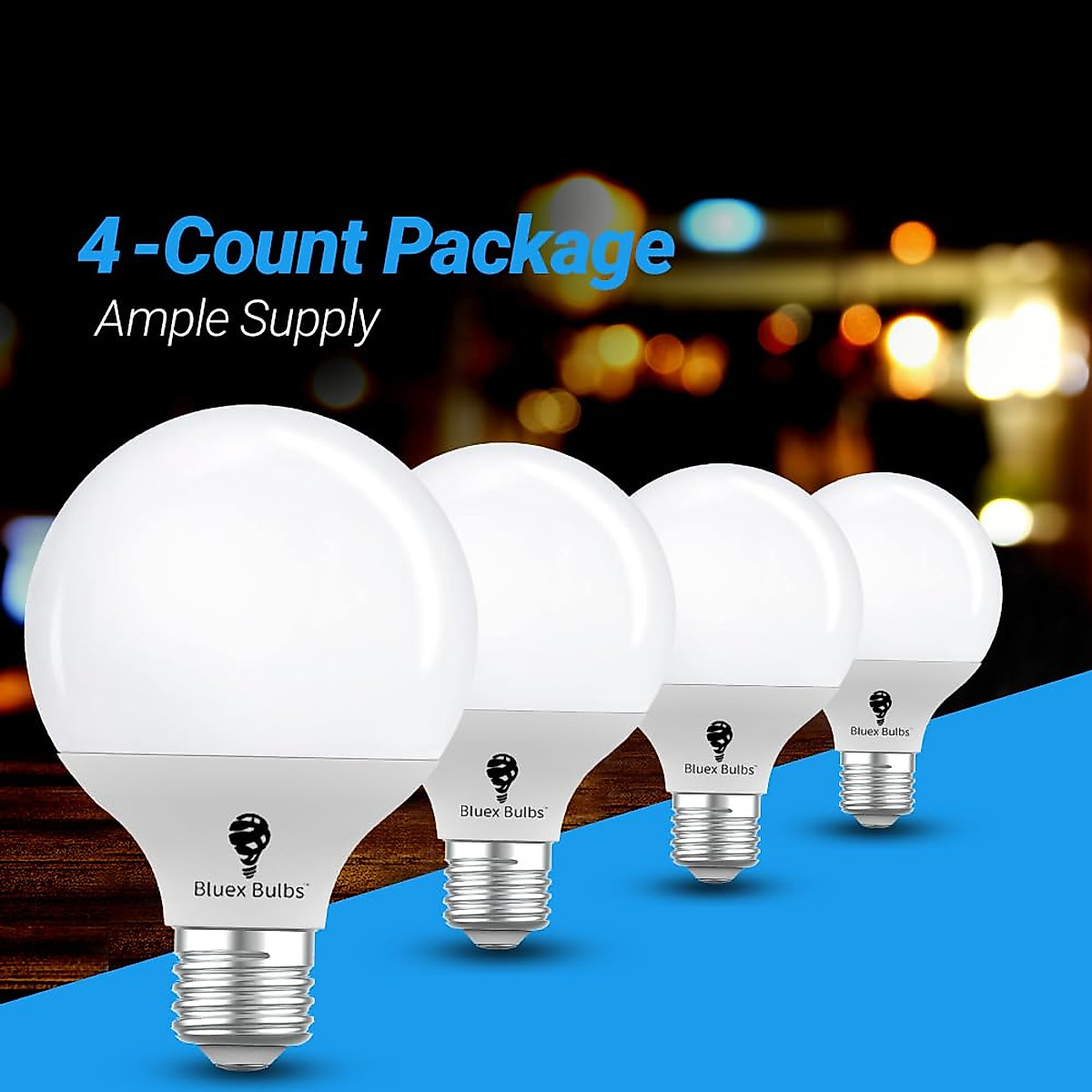 4 Pack LED G25 Vanity Globe Light Bulbs Bulbs 6W - 3000K Warm White 60W Equivalent 500 Luemns E26 Base 120V - Vanity Light Bulbs for Bedroom, Kitchen (3000K - Warm White, Non-Dimmable 4 Pack)