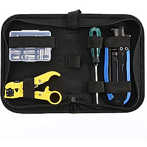 Gaobige Coax Cable Crimper Tool Kit, Coaxial Compression Tool for rg6 rg59 rg11 with 1 Wire Stripper, 10pcs F Male rg6 Connectors And 10pcs Female to Female rg6 Connectors, 1 Screwdriver