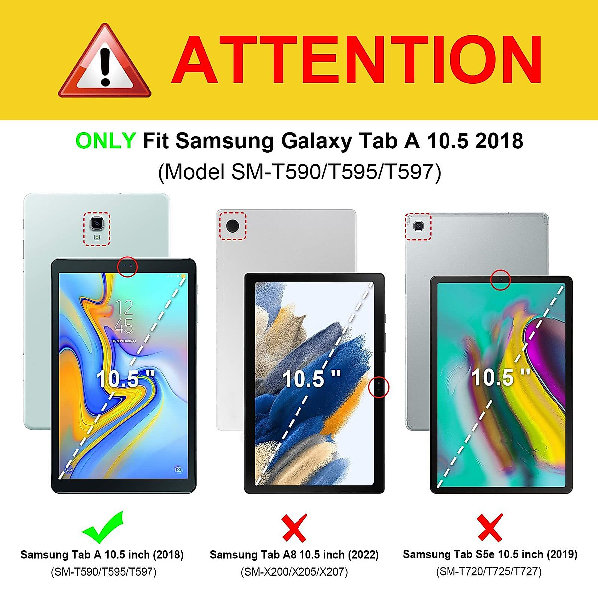 Fintie Slim Case for Samsung Galaxy Tab A 10.5 2018 Model SM-T590/T595/T597, Ultra Thin Lightweight Stand Cover with Auto Sleep/Wake, Black