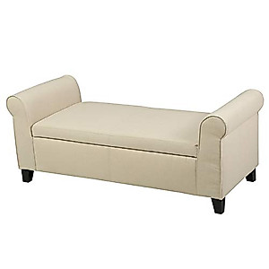Christopher Knight Home Danbury Armed Fabric Storage Bench, Beige