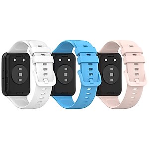 TenCloud 3-Pack Bands Compatible with Huawei Watch Fit 2 Smartwatch Replacement Silicone straps No Fading Sport Wristbands for Huawei Watch Fit 2(Not for the Watch Fit) (White+Pink+Sky)