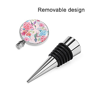 Tropical Flowers and Hummingbirds Wine Bottle Stoppers Reusable Cork Vacuum Plug for Champagne Glass Beverage Bottles