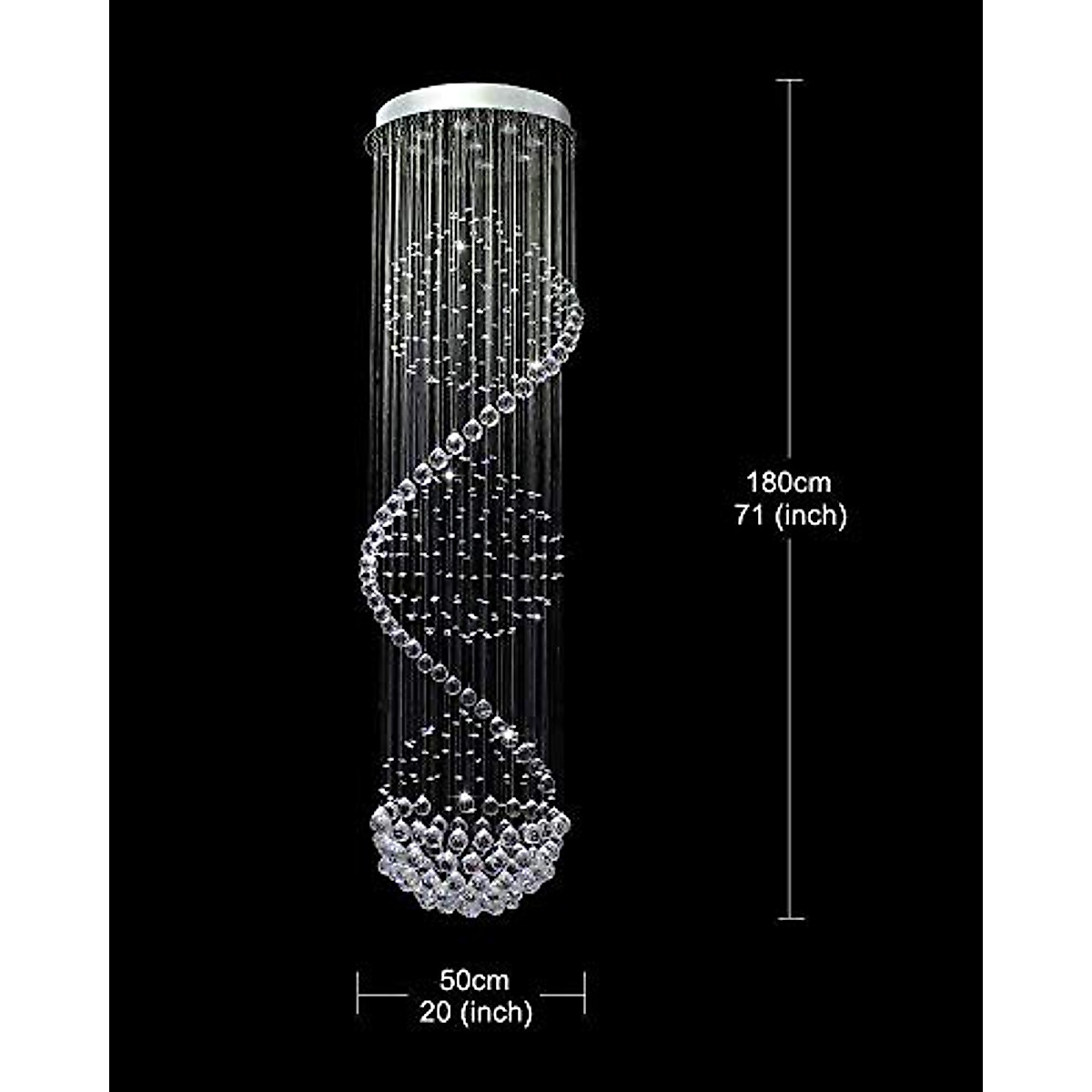 Crystal Chandeliers Modern Spectacular Spiral Sphere Raindrop Chandelier K9 Crystal Ceiling Light Fixture for Living Room Hotel Hallway Foyer EntryWay Staircase Chandelier Romantic Deco 20 Inch X 71 Inch of CRYSTOP