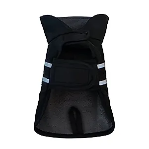 i-Pets Water Resistant Rain Poncho Jacket for Dogs with Reflective Strip (Large) (Black)