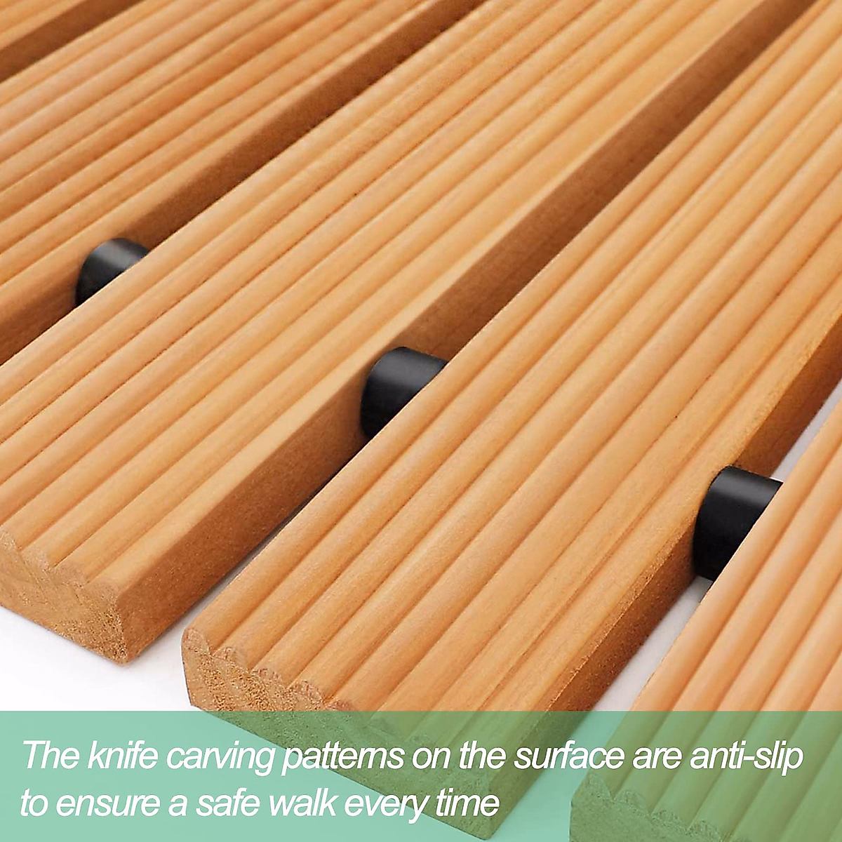 RELIANCER 8' Wooden Garden Pathway,Outdoor Roll Out Cedar Straight Walkway,Patio Path Decorative Garden Boardwalk Walkways,Weather-Resistant Roll Up Beach Wood Road Floor,Wedding Party Pathways