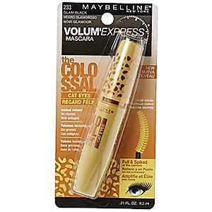 Maybelline New York Volume Express Colossal Cat Eyes Washable Mascara, Glam Black, 0.31 Fluid Ounce