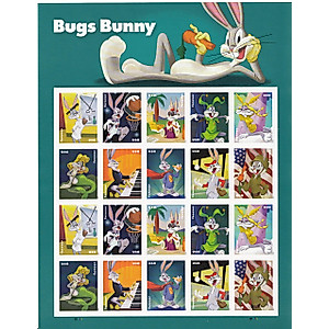 U.S. Forever Postage Stamps Celebrating Bugs Bunny & His Marvelous Masquerades Depicted in 10 Different Classic Costumes Over His 80 Year Career. 1 Pane of 20 Stamps (1 Stamp Sheet (20 Stamps))