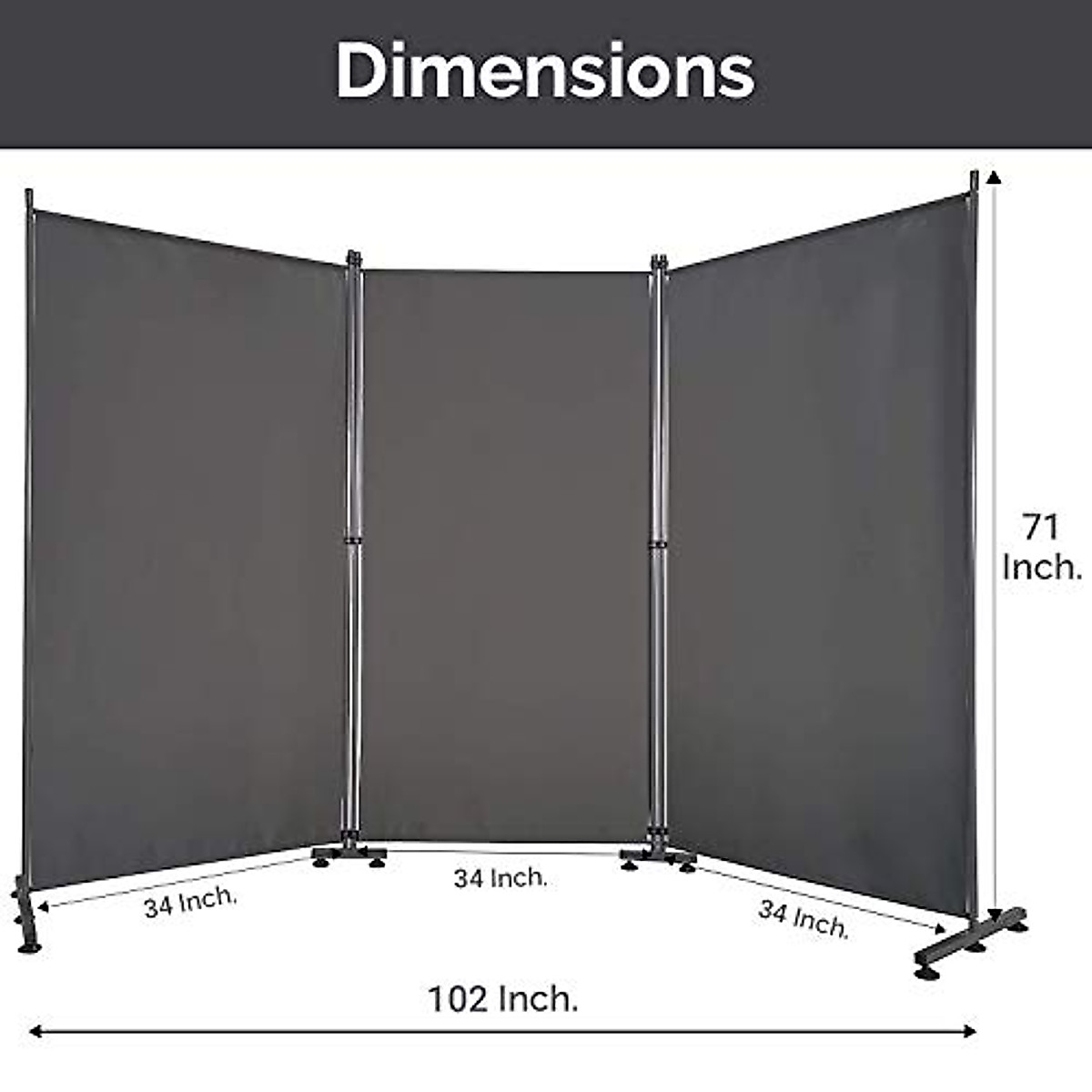 Room Divider – Folding Partition Privacy Screen for School, Church, Office, Classroom, Dorm Room, Kids Room, Studio, Conference - 102" W X 71" Inches - Freestanding & Foldable