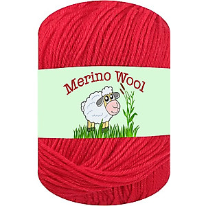 Sunny Cat 100% Pure Merino Wool Yarn for Knitting – 6pcs Merino Wool Yarn for Knitting and Crocheting – 1.8oz(10.8oz) Wool Skeins – Light/DK Weight –130yrds (780yrds Total) (07 Deep Red)