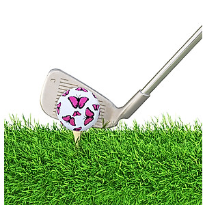 NAVIKA Pink Butterfly Print on White Golf Balls | Sleeve of 3 Balls | Vibrant Neon Pink Butterflies Wrapped Around Golf Balls | Cute Printed Golf Balls | Great for Women and Kids