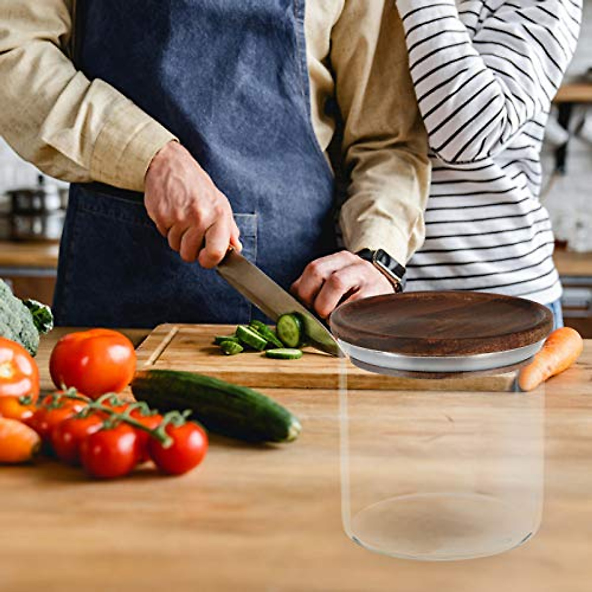 Mason Jars Mason Jars Glass Canister Jars Glass Kitchen Canisters with Airtight Bamboo Lid Cylinder Storage Containers for Flour Sugar Coffee Cookie Candy Snack and More 9. 5x13. 2 Terrarium/183 ( Col