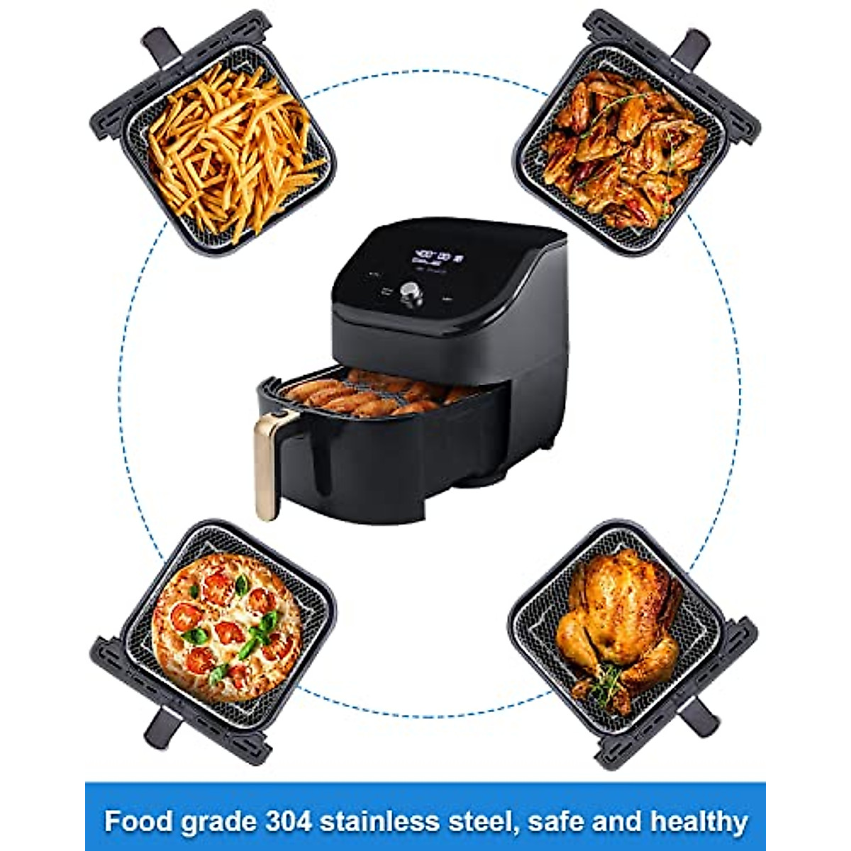 Air Fryer Rack for Instant Vortex COSORI NUWAVE Air Fryer Oven- 304 Stainless Steel Three Stackable Dehydrator Rack Toast Rack Stand Accessories