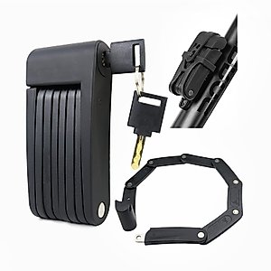 Monotre Compact Folding Bike Lock, 2.3 FT Heavy Duty Anti-Theft High Security Bicycle Folding Lock, Anti 12t Hydraulic Shear, with Key and Lock Holder, Suitable for Bicycles/Electric Scooters/Ebike