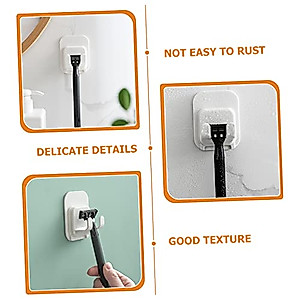Angoily 4pcs Paste Hook Wall Clothes Rack Razor Hanging Holder Shower Shaver Hooks Adhesive No Punching Abs White