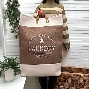 ARIASFAMILY Laundry Basket Large, Foldable Laundry Hamper, Dirty Clothes Basket, Decorative Storage Basket, Hampers bedroom aesthetic, Laundry basket organizer. Deluxe Laundry Hamper., Brown