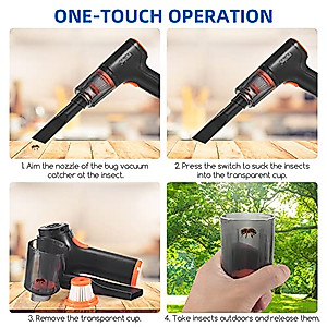 Bug Vacuum Catcher Insect and Spider Catcher Trap, Bug Vacuum for Adults and Kids, Bug Sucker Vacuum with USB Charging & Rechargeable Battery for Moth Cockroach Spider Ant Bedbug and Small Insects