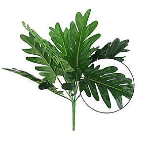Jacksing Faux Leaf, Plastic Artificial Faux Foliage Green Grass Plant Leaf Home Office Party Garden Interior