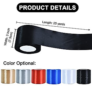 TONIFUL Black Satin Ribbon 3 Inch X 25yds Solid Silk Ribbons for Gift Wrapping, Craft, Floral Bouquets, Valentine's Day Christmas Gift Wrapping, Party Wedding Decoration