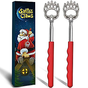 2 Extendable Back Scratchers, Santa's Claws Telescopic Back Massager in Christmas Gifts Box, Funny Christmas Stocking Stuffer for Men, Dads Women, Adults. Christmas Bear Claw Massage Tool for Back