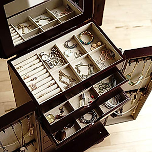 Hives and Honey Cabby Fully Locking Jewelry Cabinet, CHERRY