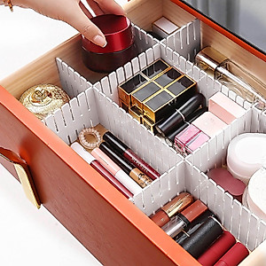 acDesign 40Pcs Grid Drawer Dividers, Adjustable Drawer Organizer for Socks, Underwear, Lingerie, Makeup, Bedroom Office Kitchen Storage (White)