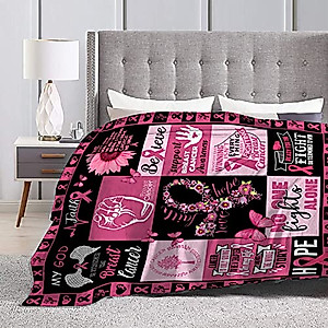 COTIMO Breast Cancer Awareness Blanket Breast Cancer Survivor Gifts for Women Cancer Throw Blankets Fight Cancer Gift for Chemo Patients Friends Colleagues 50x60 in