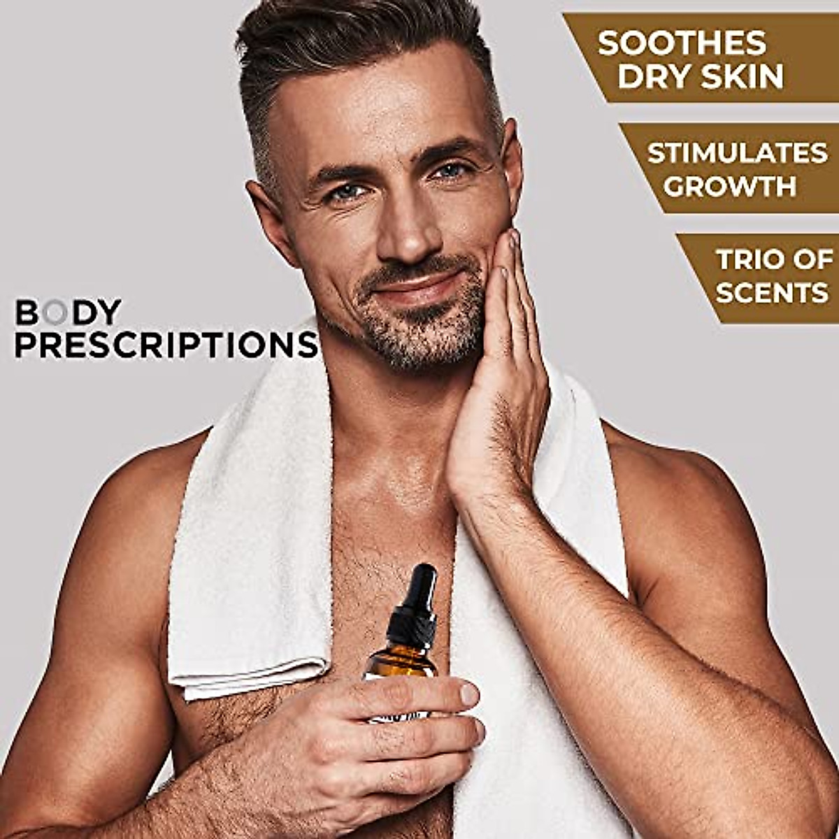 Body Prescriptions 3 Pack Revitalizing Beard Oil in Glass Bottles- Cedar & Almond, Sage & Mint, Birch & Argan Scented Beard Care, 1 fl oz/ (30 ml)