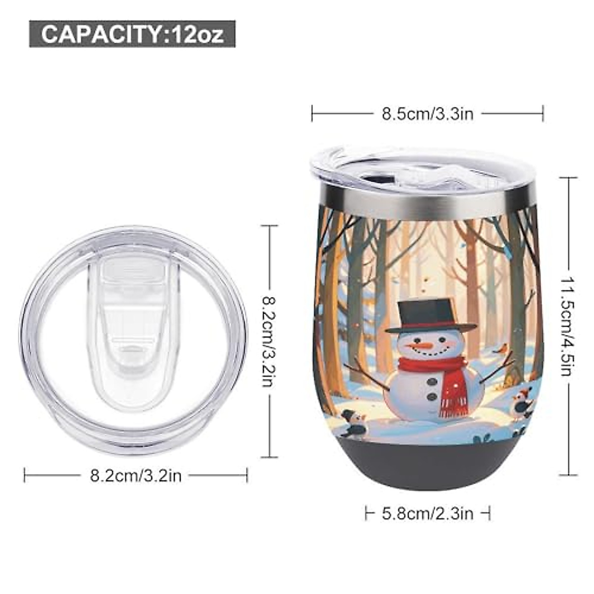 OPTKSNCU 304 Stainless Steel Insulated Cup with Lid, Snowman Christmas Print Durable, And Easy to Clean – Ideal for Home, Office, And Gift Giving
