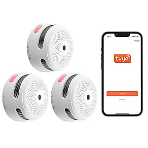 X-Sense Wi-Fi Smoke Detector, Wireless Smart Fire Smoke Detector with Replaceable Lithium Battery & Silence Button, Auto Self-Check Function, XS01-WT, Pack of 3