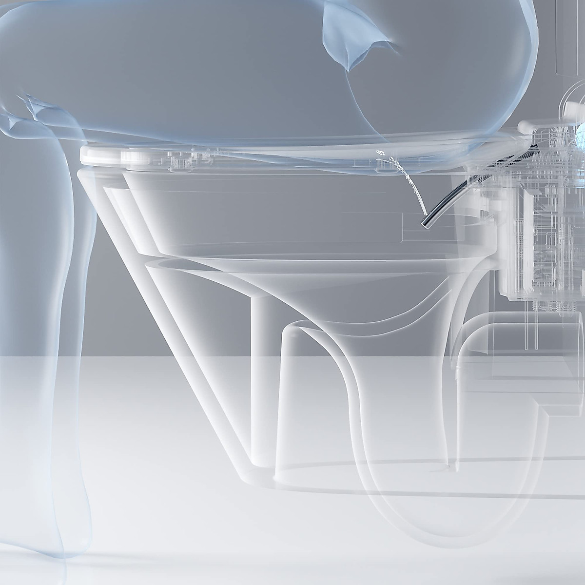 HOROW Luxury Wall Mounted Bidet Toilet with Instant Warm Water, Smart Toilet with Auto Open Lid, Heated Seat, Dryer, Modern Toilet, White Rear Discharge Toilet without Toilet Tank Carrier