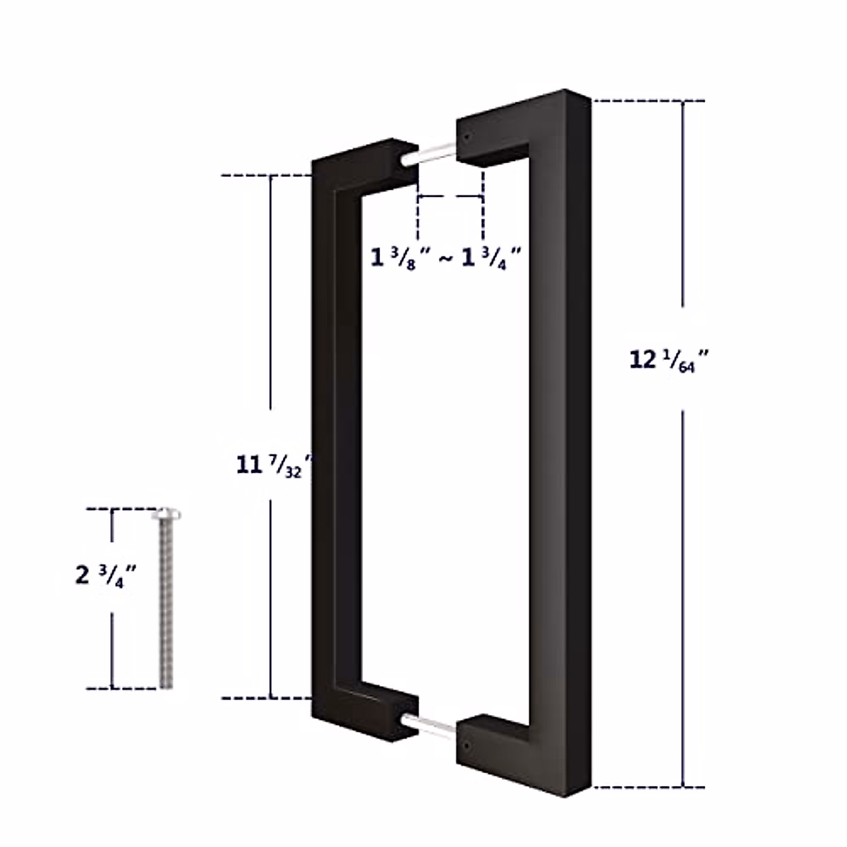 JUBEST 12" Matte Black Push Pull Bar Handle,Sliding Barn Door Handle,Heavy Duty Double Sided Door Handle for Wood Door, Garage, Industrial Grab Bar