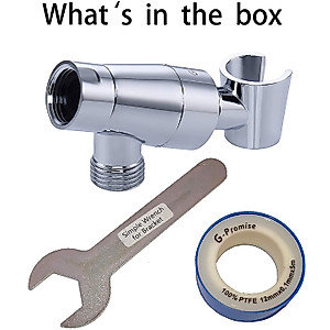 G-Promise Metal Shower Head Holder for Hand Held Showerhead, Adjustable Bracket, Shower Arm Adapter, Universal Shower Arm Mount, Chrome Finish