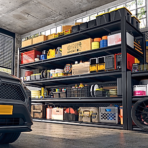 REIBII 60" W Garage Shelving 3000LBS Heavy Duty Storage Shelves, Adjustable 5 Tier Metal Shelves for Storage Rack Industrial Shelf, Garage Storage Shelving Unit, 60" W x 24" D x 72" H