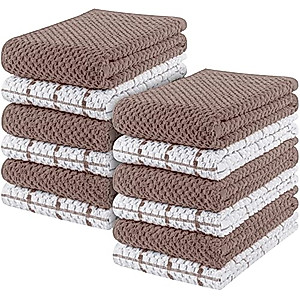 Utopia Towels Kitchen 12 Pack, 15 x 25 Inches, 100% Ring Spun Cotton Super Soft and Absorbent Linen Dish Towels, Tea Bar Set (Brown)
