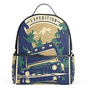 ANINILY Backpack For Womens, Pop Jeep Poster Backpack College Bags Women Shoulder Bag Daypack Bookbags Travel Bag