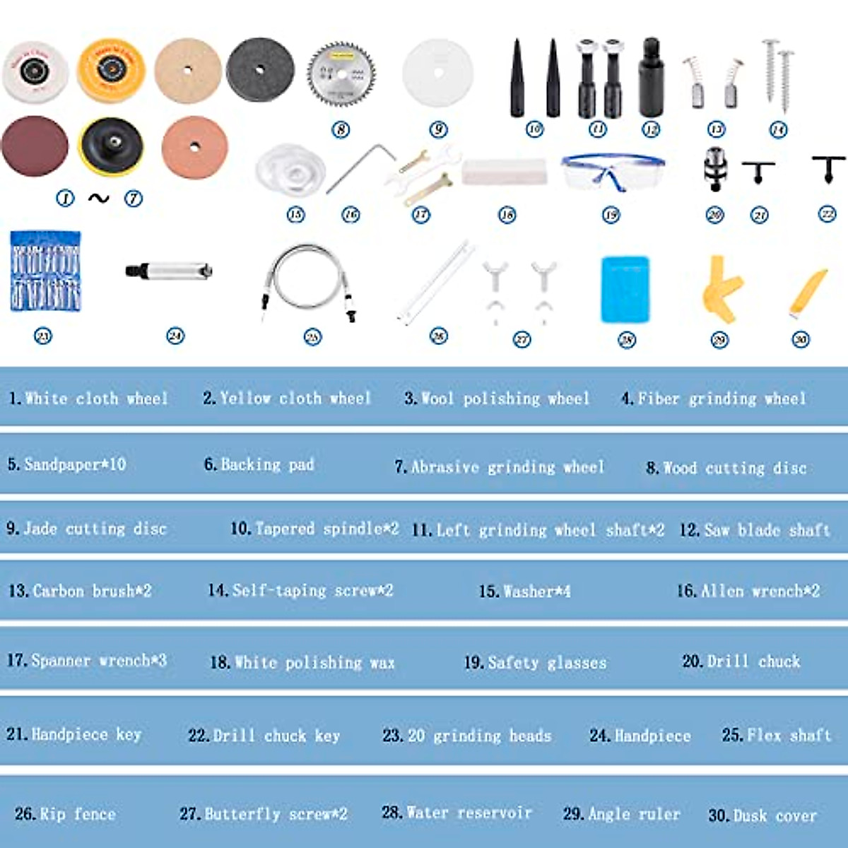 DZQ Mini Table Saw Jewelry Making Polisher w/Flex Shaft Multifunctional Bench Grinder Sander Buffing Machine Metal Dental Polishing Woodworking Tool 69Pcs Accs 10,000Rpm 750W