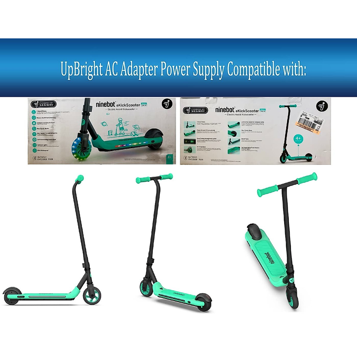 UpBright AC/DC Adapter Compatible with Segway Ninebot Zing A6 eKickScooter 10.8V 2500mAh 27Wh 10.8VDC Lithium Li-ion Battery 90W Kids' Electric Kick Scooter 082-07-0015 12.6V Power Supply Cord Charger