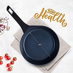 KCJOY Frying Pan, Heavy-Duty-Cast-Aluminum Base Frying Pans Nonstick 10", Nonstick Frying Pan with Black Handle Oven Safe Compatible With All Stoves