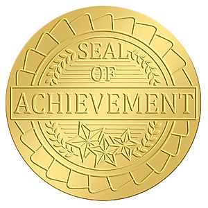 CRASPIRE 2 Inch Gold Embossed Envelope Seals Stickers Seal of Achievement 100pcs Adhesive Gold Foil Seals Stickers Medal Decoration Label for Wedding Invitations Certification Graduation Corporate